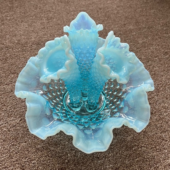 Fenton | Art | Fenton Blue Opalescent Hobnail Epergne | Poshmark